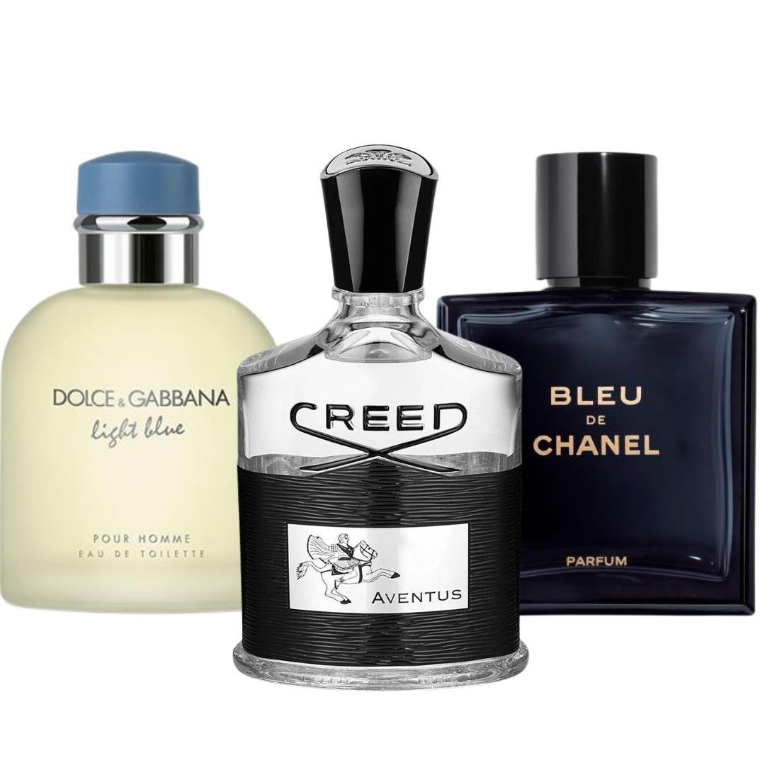 Paquete de 3 perfumes: Bleu de Chanel, Creed Aventus, Dolce & Gabbana ...